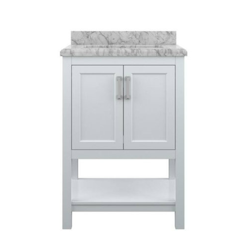 Winston Porter Bayview 25'' Single Bathroom Vanity with Carrara Marble Top | Wayfair